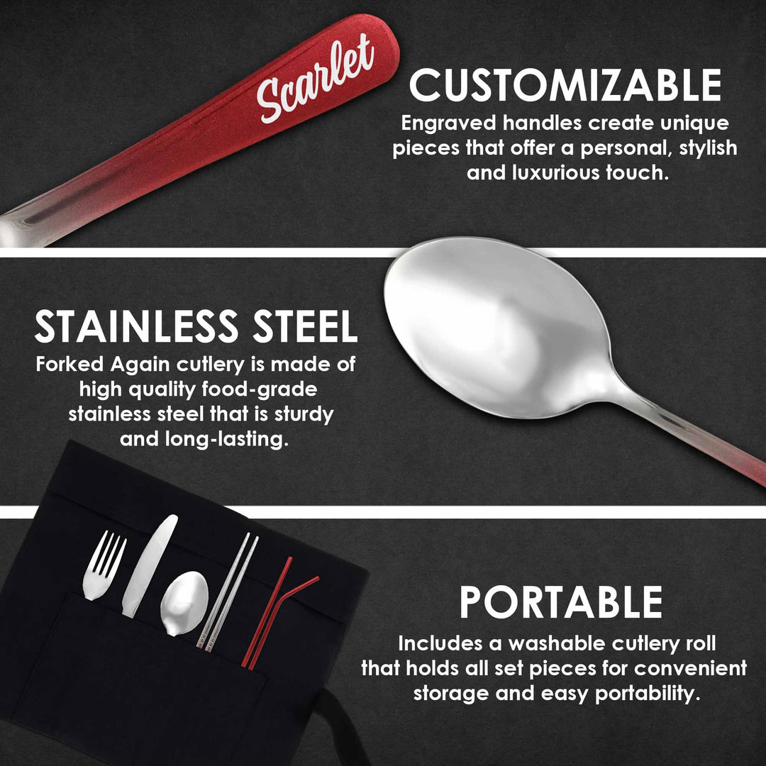 9-Piece Travel Flatware Set (Glossy Red Ombré) – Forked Again